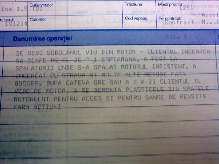 Nota de intrare in service – Clubul de ras.ro